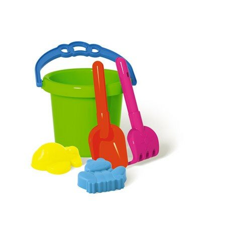 Песочный набор №112: ведро, совок, грабли,2 формочки