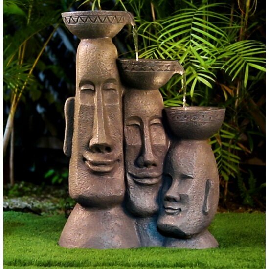 Фонтан декоративный Waterfall с подсветкой 'Моаи' коричневый