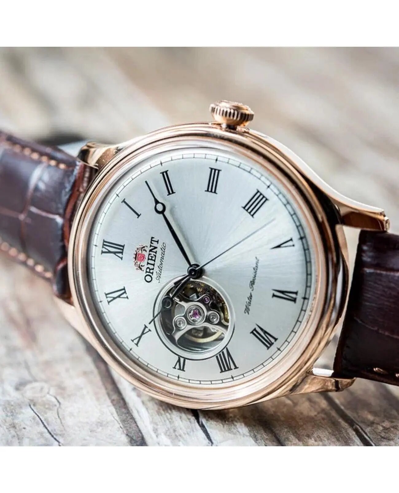 Наручные часы ORIENT Automatic, белый, золотой, коричневый — фото 1