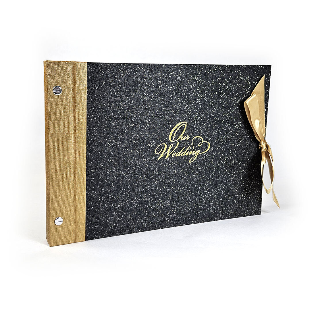 Свадебный фотоальбом, альбом с бумажными (картонными) листами 20х26 см, 30 листов (60 страниц), наша свадьба, our wedding, золотой бант GF 5347