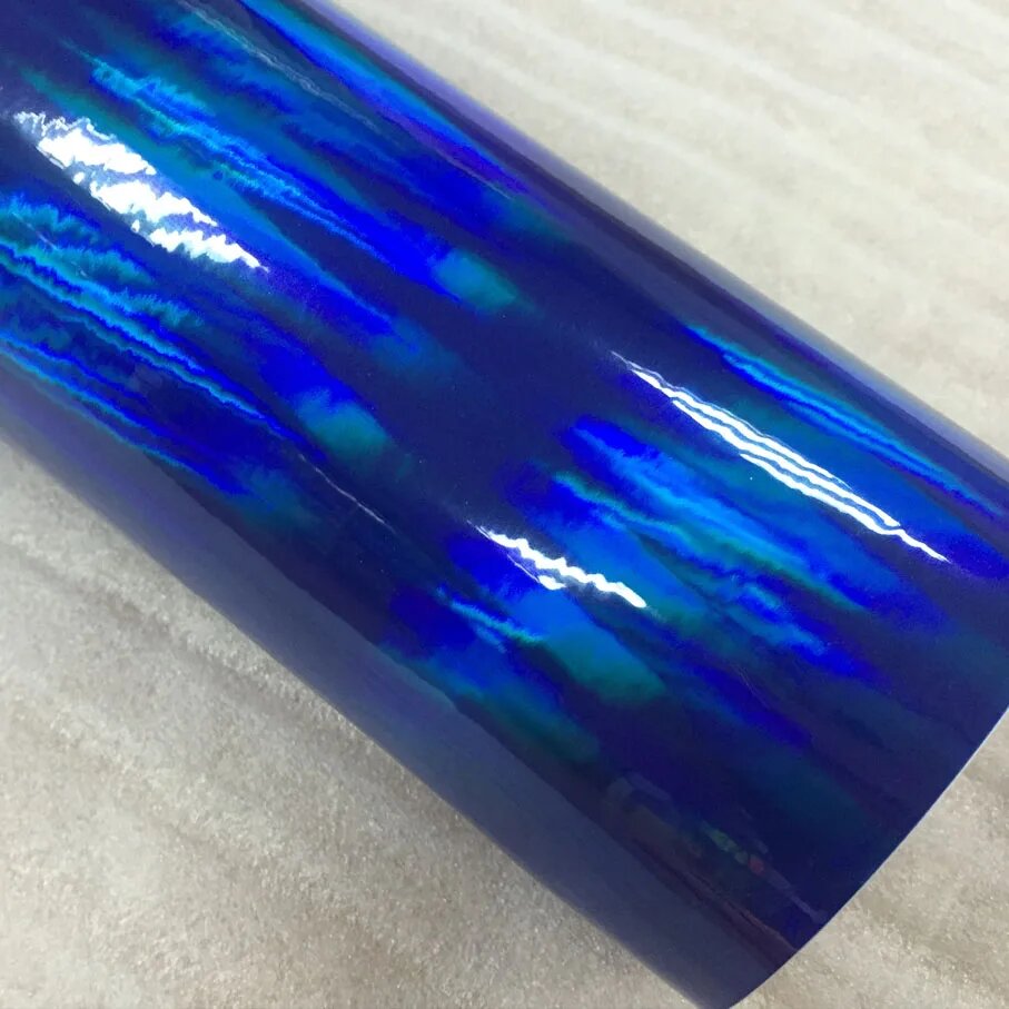 Новейшая голографическая Лазерная хромированная виниловая пленка для автомобиля BLUE, 30cm x 152cm