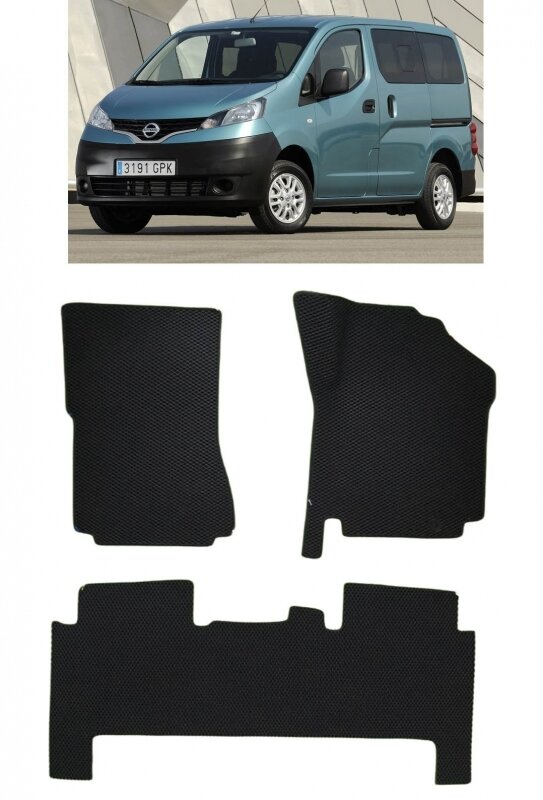 Ева коврики Nissan NV200 правый руль минивэн 5мест 2009 -/ Ева ЭВА сота/ цвет Серый c серой окантовкой / EVA Smart / коврики в салон автомобиля Ниссан