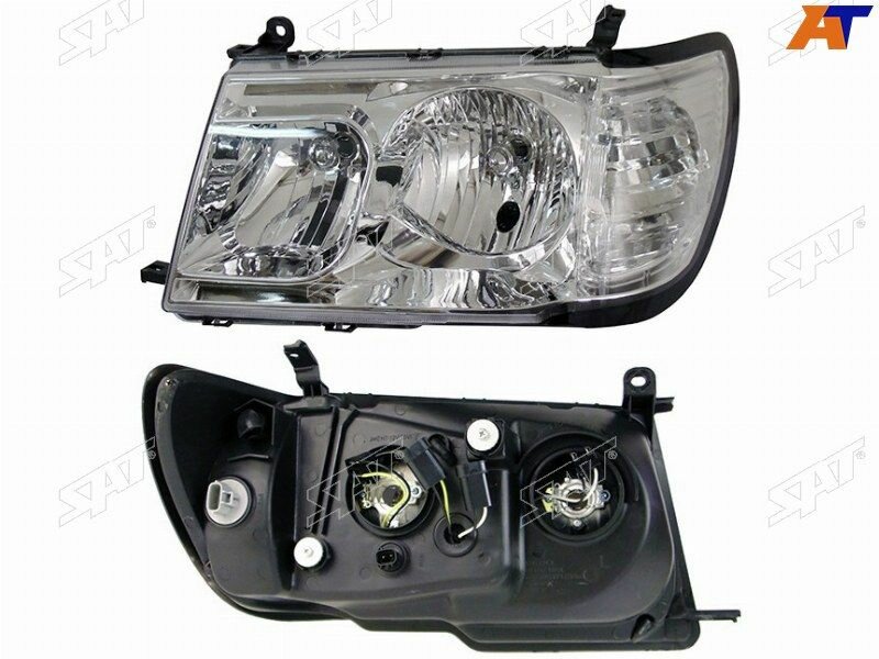 . SAT Фара для TOYOTA LAND CRUISER 100 98-05 левая цельная хрусталь, до рейсталинга! (Евросвет)