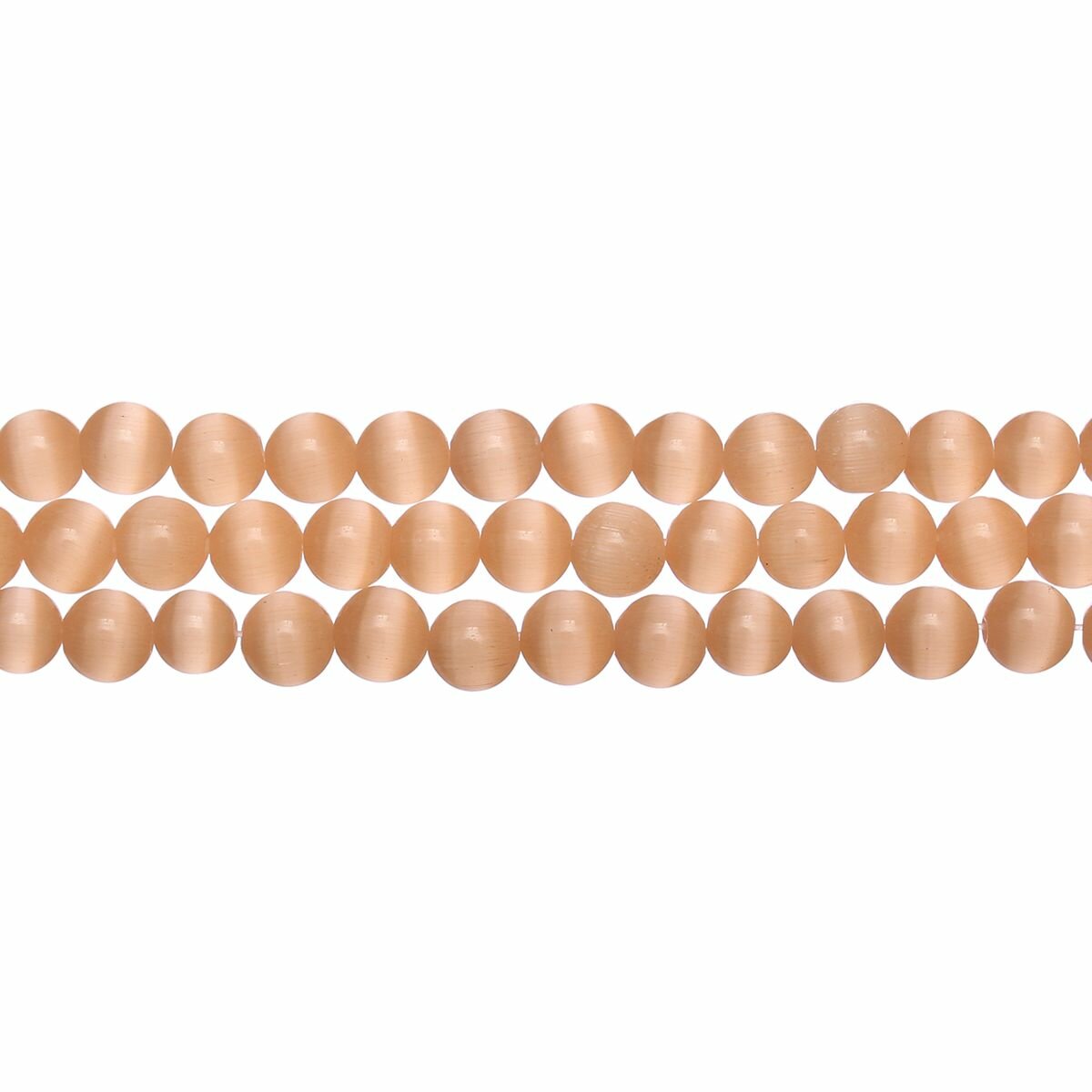 Бусины каменные, кошачий глаз (имитация), абрикосовый, 6мм, 65 шт, низка