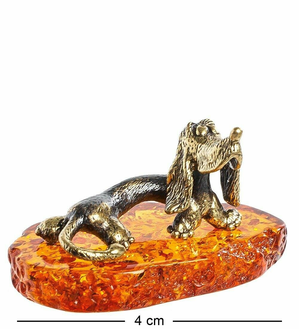 Фигурка Такса (латунь, янтарь) A1965571 Народные промыслы, бронзовый