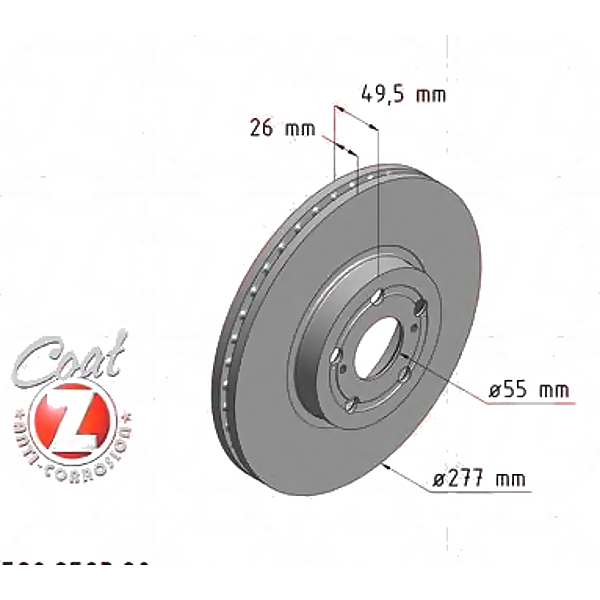 ZIMMERMANN 590.2583.20 (4351205040) диск торм toy Avensis (Авенсис) 2.0 03- пер вент 277x26 (Комплект 2 штуки)