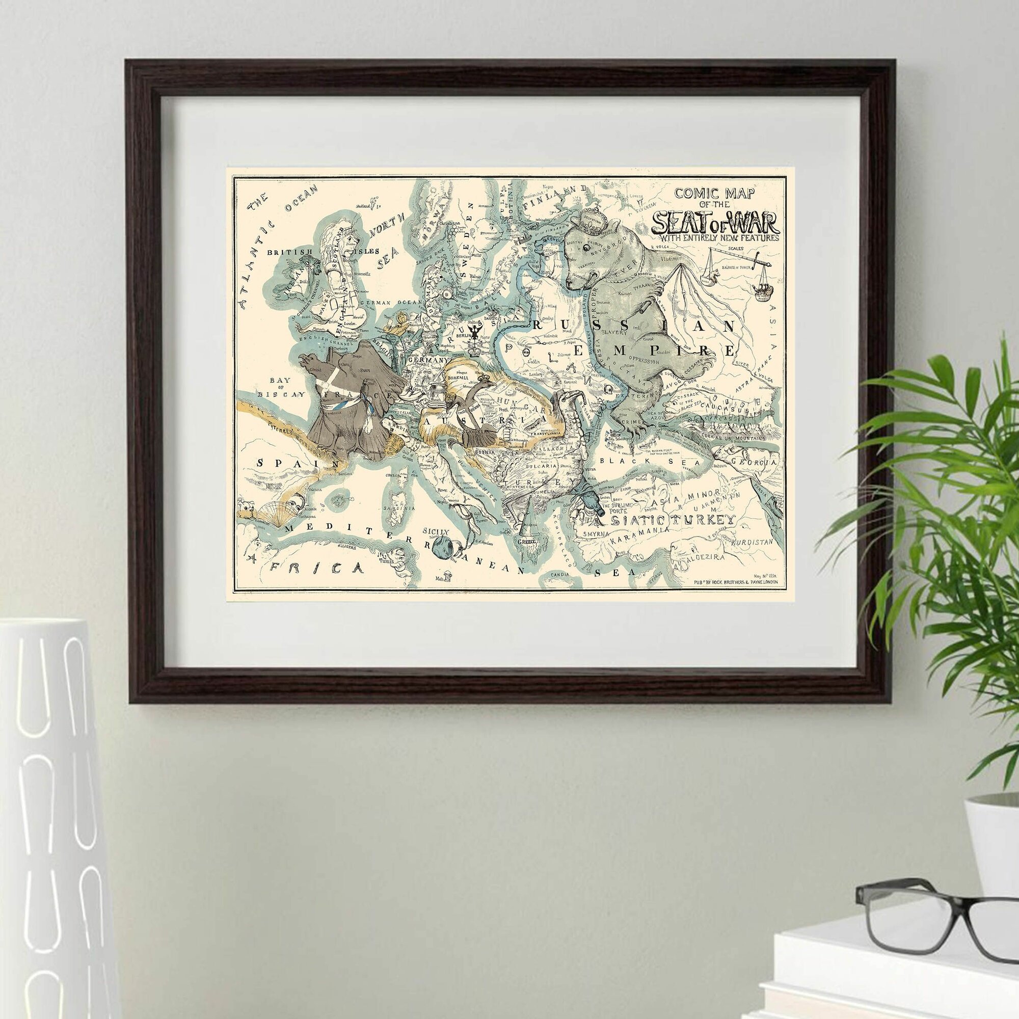 Ретро карта Крымская война 1853 -1856 годы, без рамы, размер А1