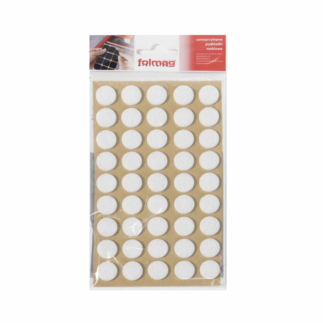 Подкладка самоприлипающая фетровая d15мм, 45 шт, белая