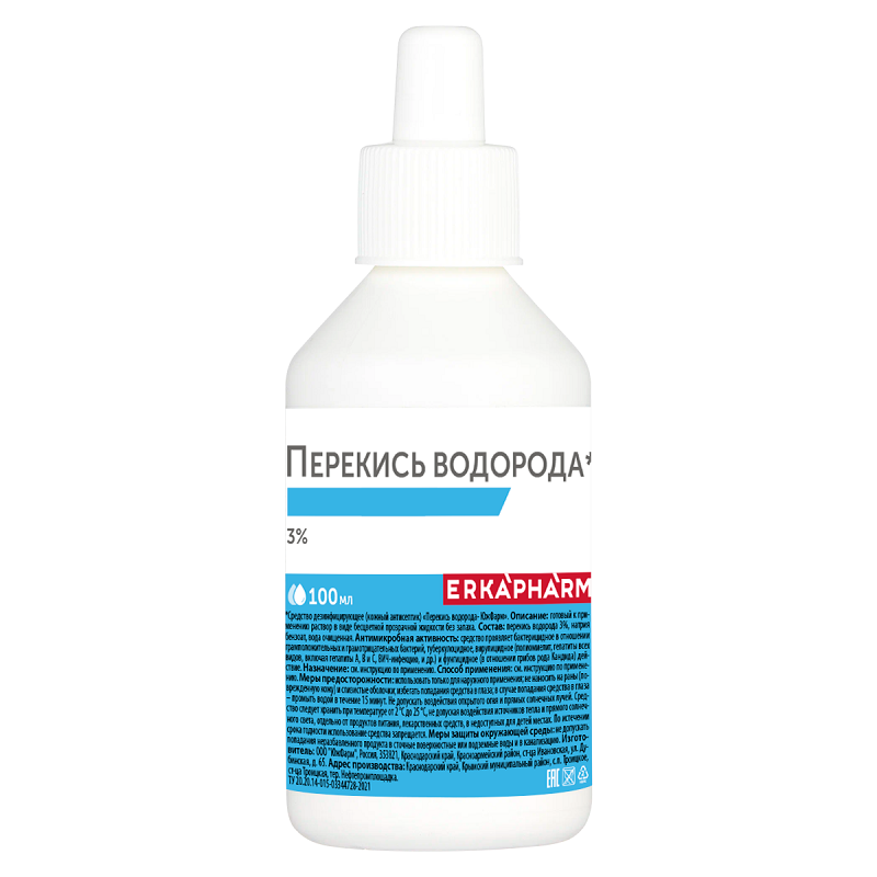 Эркафарм Перекись Водорода Ср-Во Дезинфицирующее Р-Р Д/Наружн. прим.3% Фл.100Мл №1
