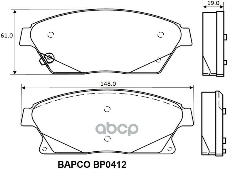 Колодки тормозные дисковые передние BAPCO арт. BP0412