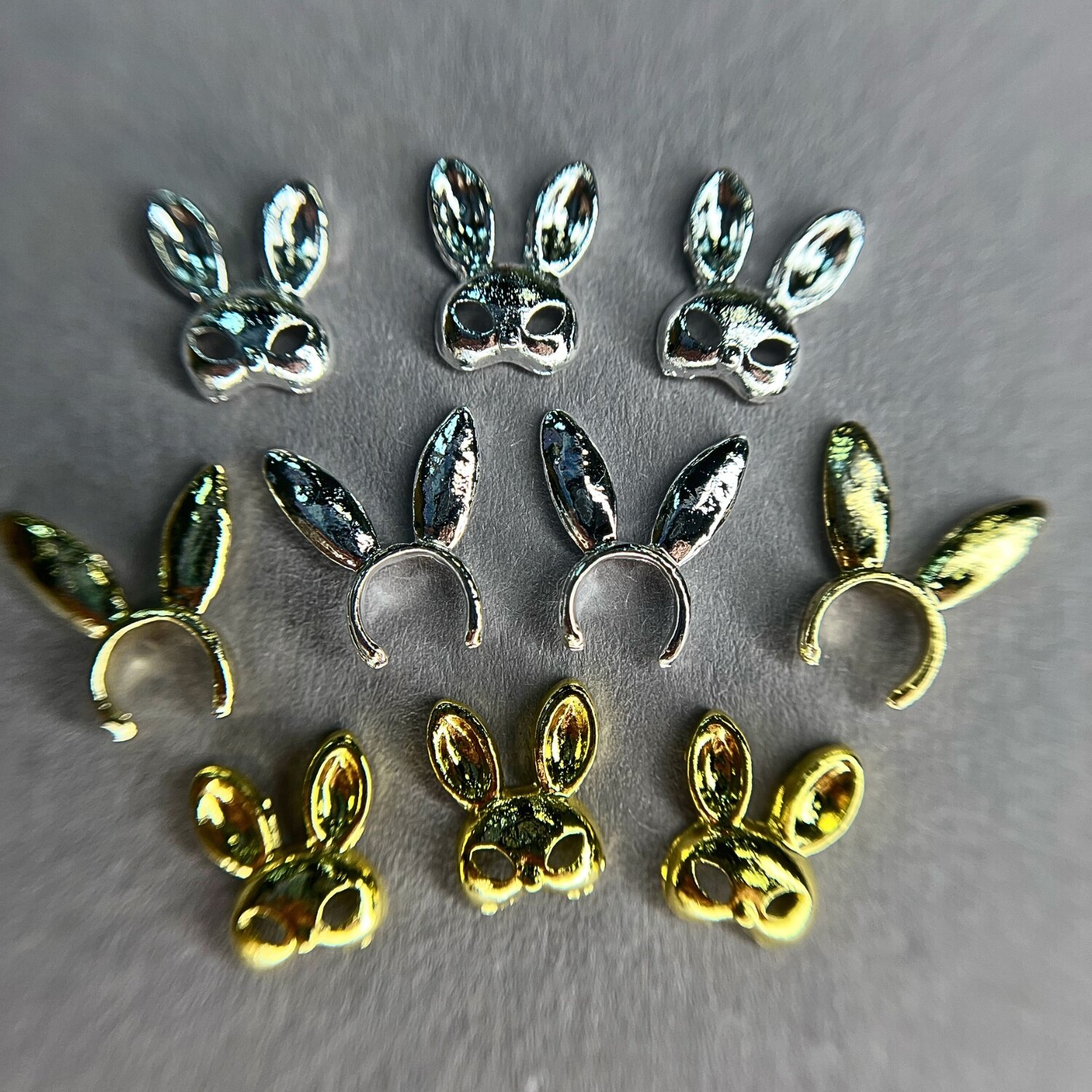 Фигурки объемные «Маски зайчика» №1872 Zoo Nail Art 10 шт. для дизайна ногтей