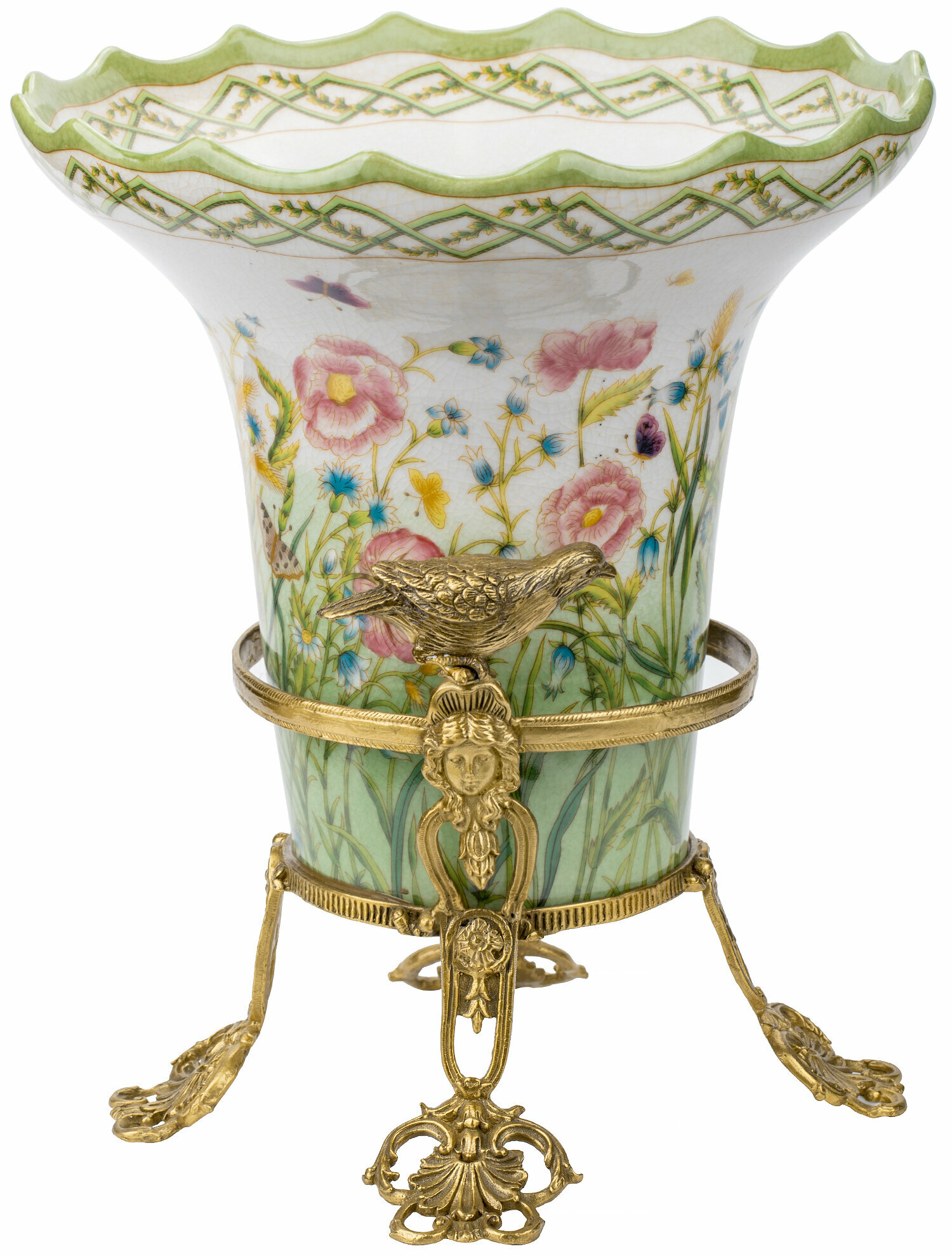 D885HC/H0711 Ваза на ножках 26х26х32см, Фарфор, бронза, Glasar