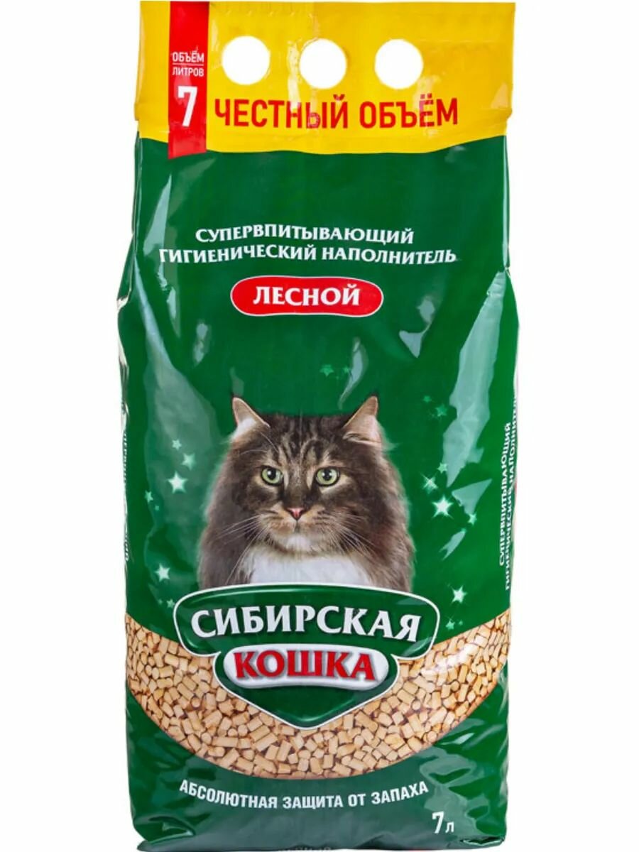 Наполнитель сибирская кошка Лесной, 7 л
