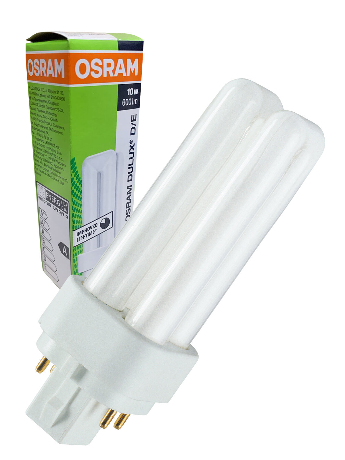 Лампа компактная люминесцентная OSRAM DULUX D/E 10W/840 G24q-1