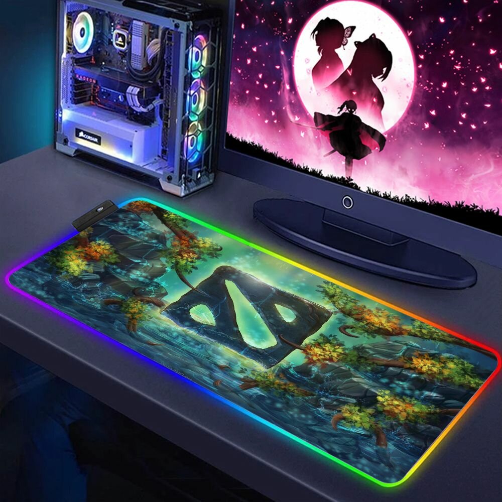 Игровой коврик для мыши Dota 2 XXL Speed + Control, с RGB-подсветкой, нескользящее основание
