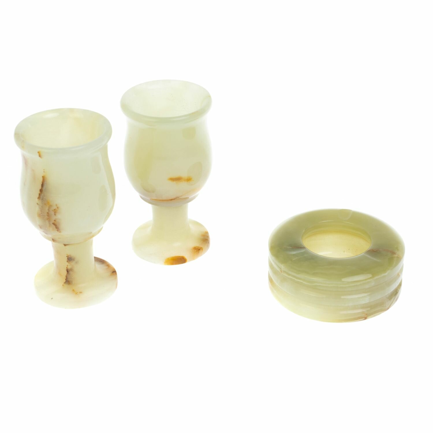 Набор две рюмки и пепельница из оникса 128677