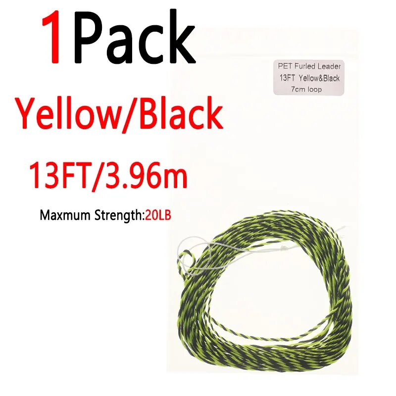 Bimoo Плетеная леска для нахлыста 12/13 футов 20lb Yellow Black 13FT