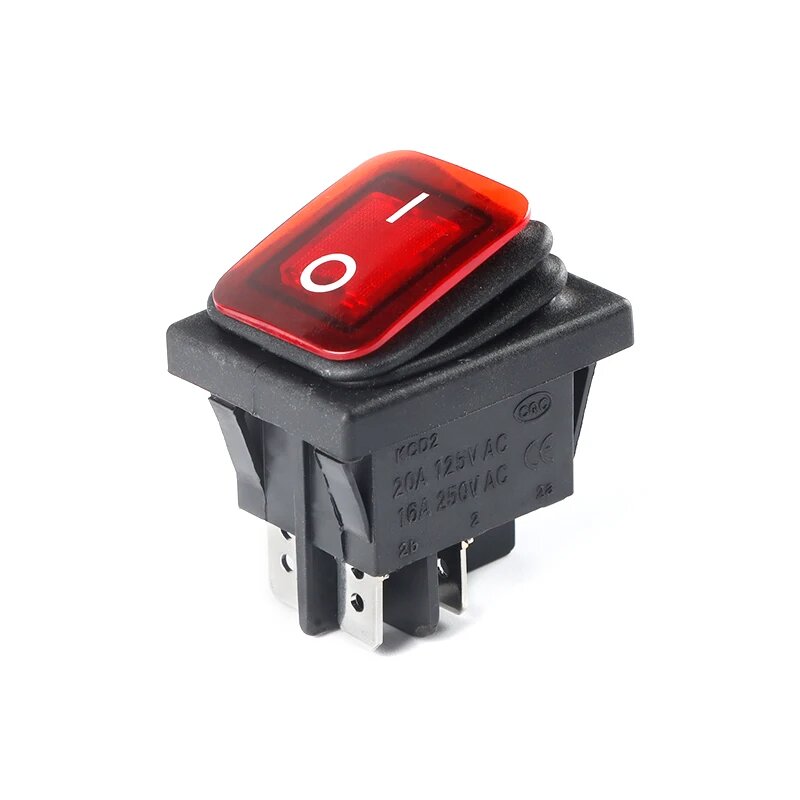 Рокерный переключатель 2Position Red led 4p 16A 250V
