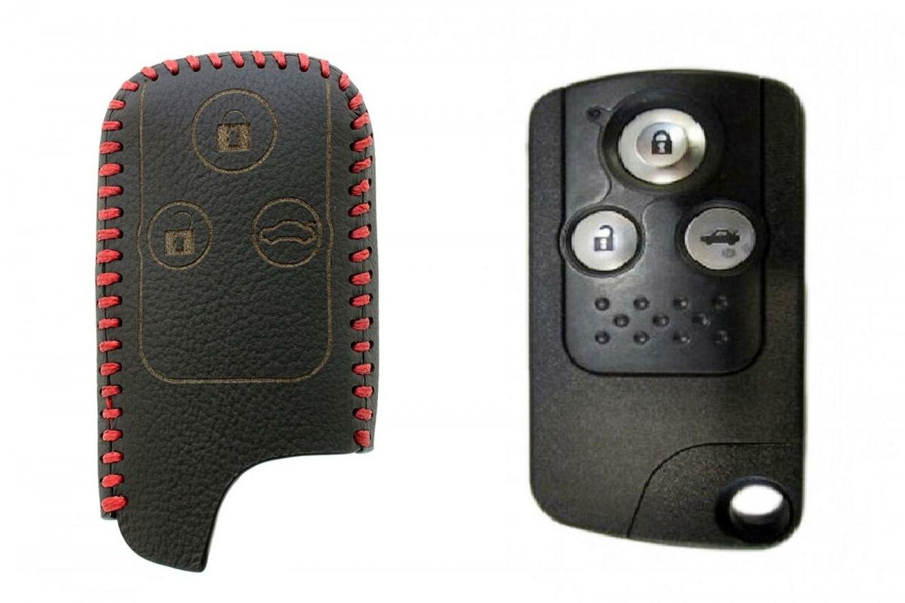 Чехол BGT для автомобильного ключа Honda (Хонда), кожа, влагозащитный, ударопрочный, красный