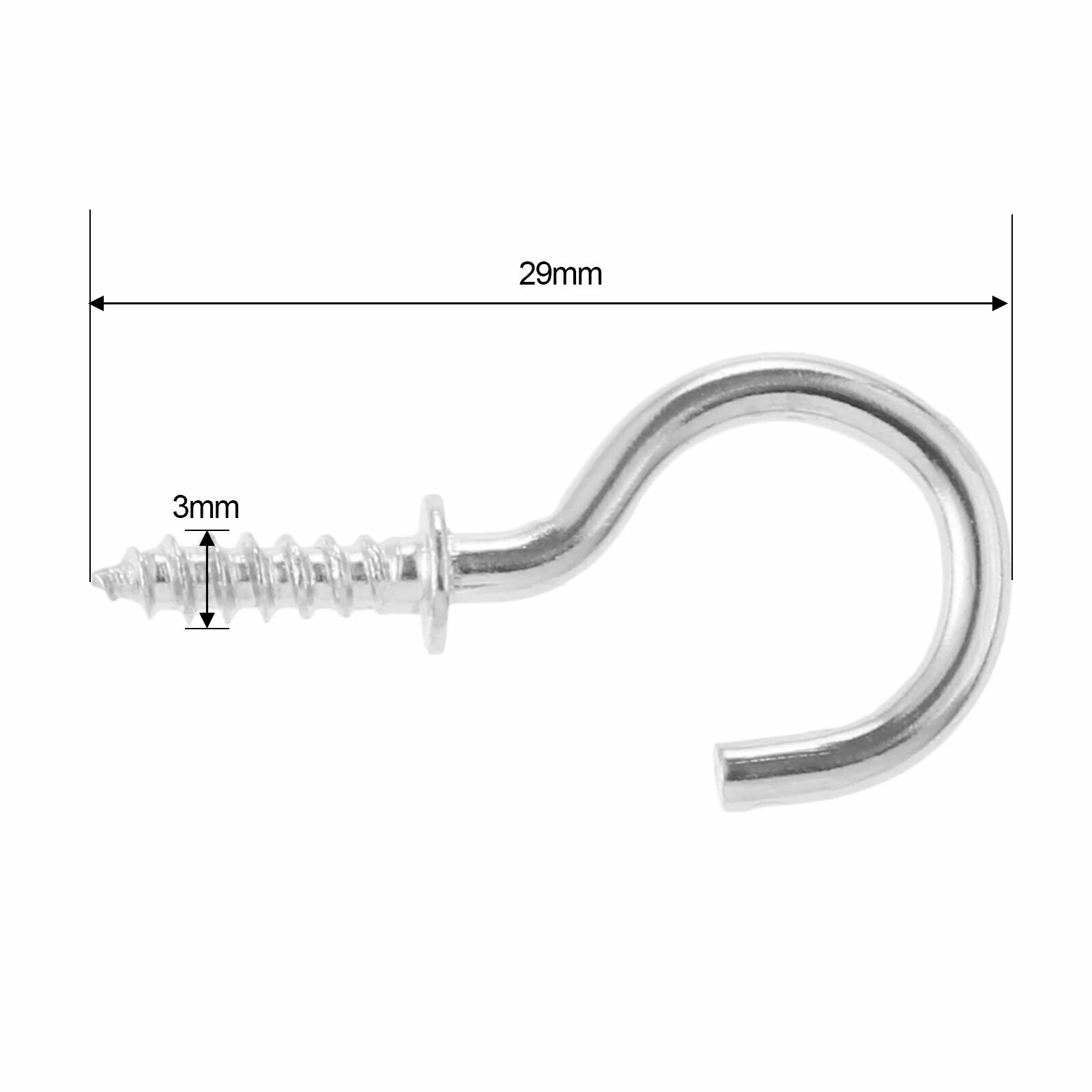 DRELD Винтовые крючки для потолка 20 шт. silver 29mm 20pcs