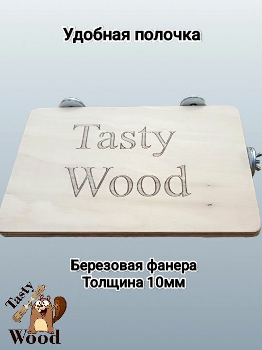 Полка в клетку для грызунов и птиц из дерева 24х14 см. Tasty_Wood