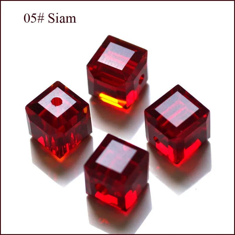Хрустальные кубики Siam 6x6 мм, бордовый, 50 шт.