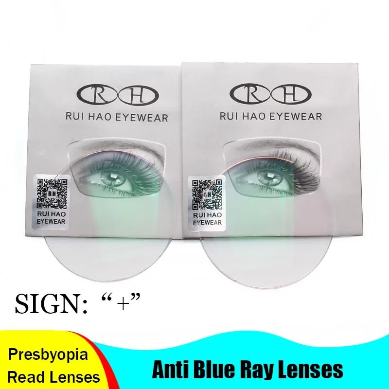 Прозрачные линзы RUI HAO EYEWEAR 1.56 индекса для дальнозоркости Anti Blue Ray, 1.61