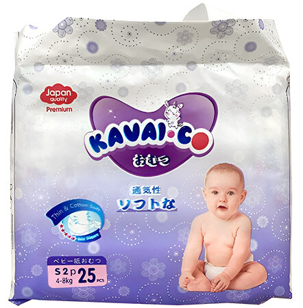 Подгузники Kavai-Co Baby Disposable Diapers S 4-8kg (25 Pcs)
