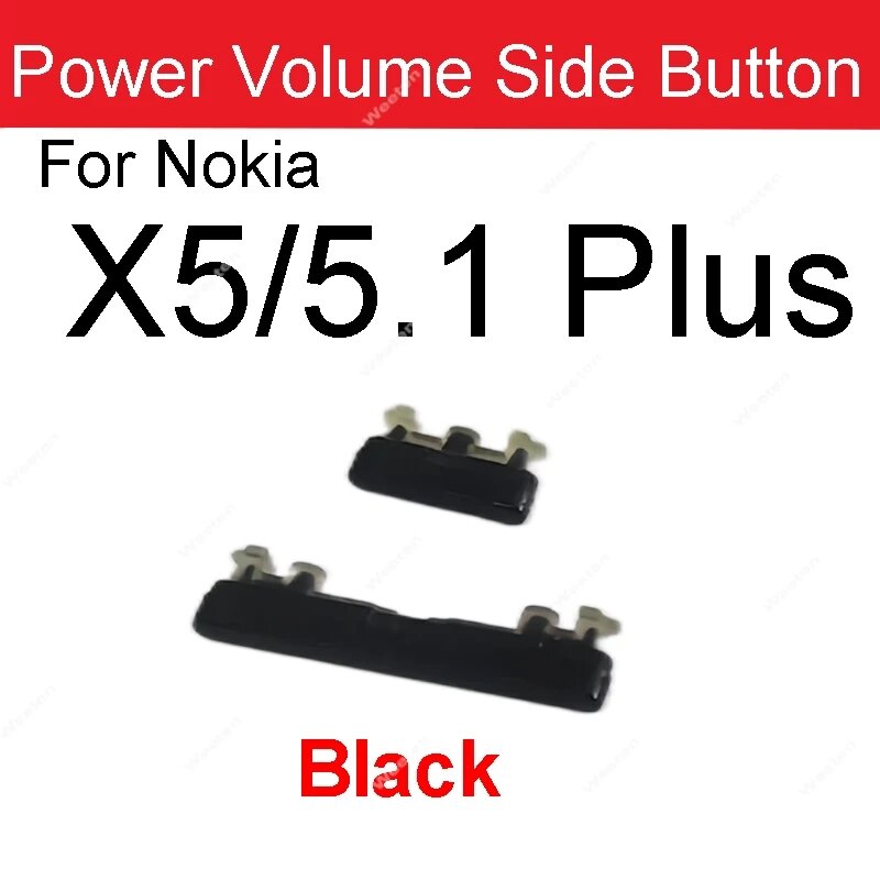 Боковые кнопки регулировки громкости для Nokia 6 7 8 5.1 Plus 6,1 7,1 8,1 X7 X5 X5 5.1Plus-Black