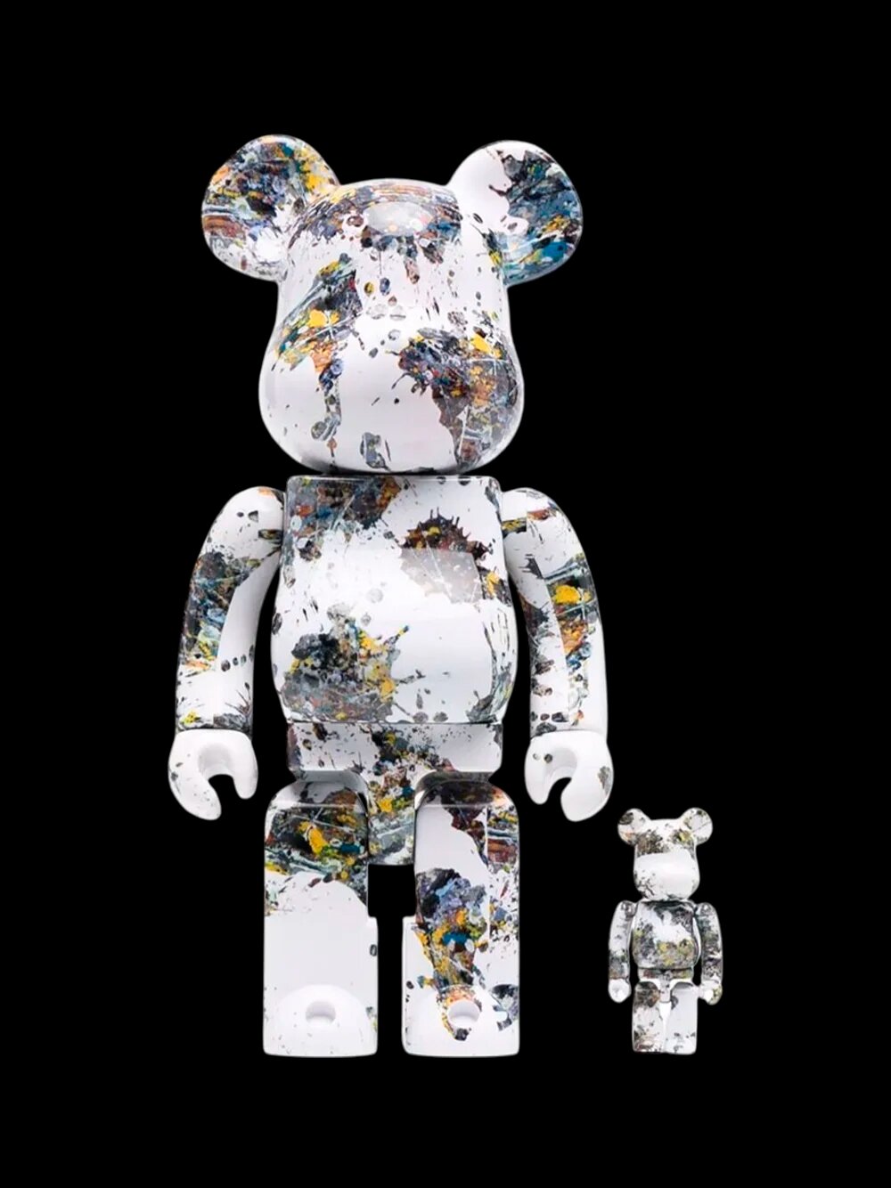 Коллекционная оригинальная фигура Bearbrick Jackson Pollock 400% 100% / Ламиниpoванный ABS пластик / Белый