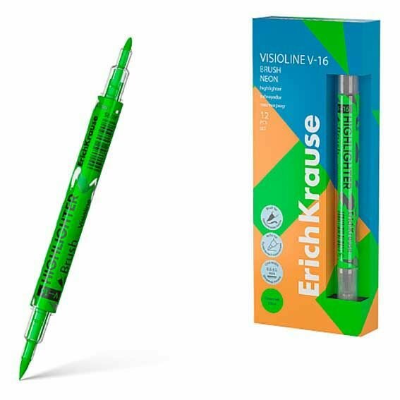 Текстмаркер Erich Krause "Visioline V-16", Brush Neon, зеленый, двусторонний, 0,5-3,5 мм (60795)