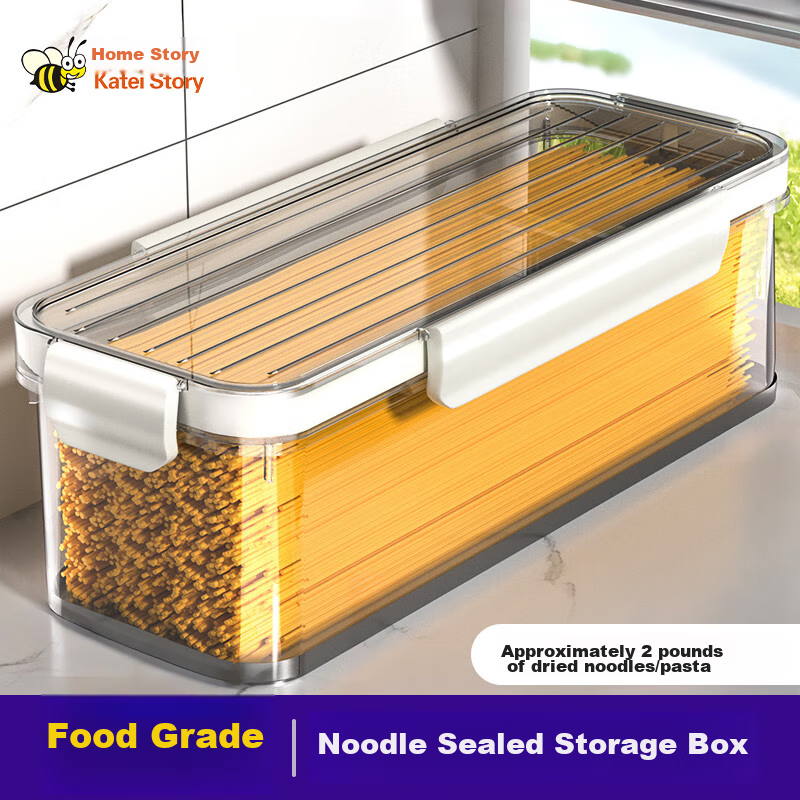 KATEI STORY Japanese Noodle Storage Box, Rectangular Food-Grade Refrigerator Kitchen Sealed Container, Grain Storage Box, Pasta And Noodle Container