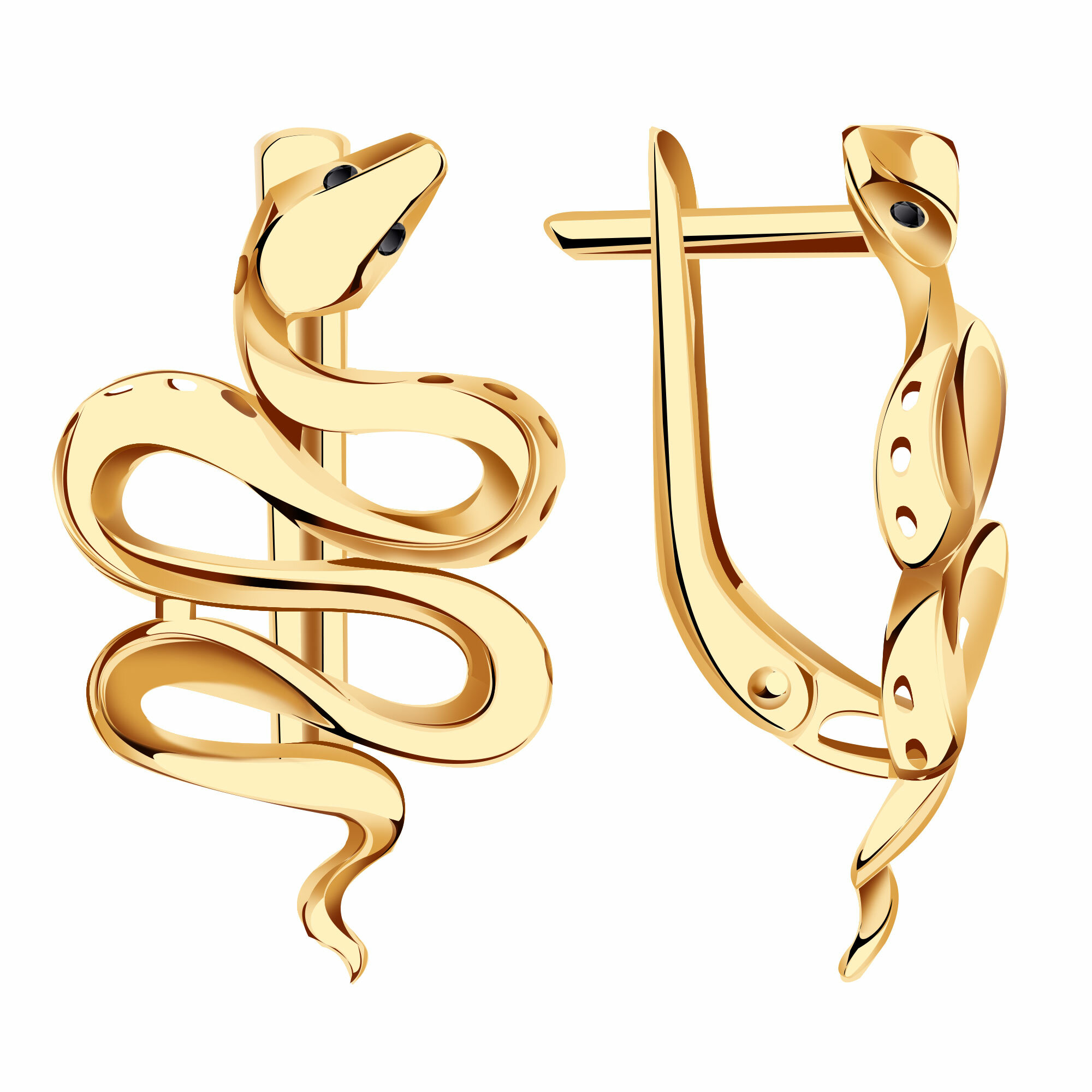 Серьги, красное золото, 585 проба, фианит