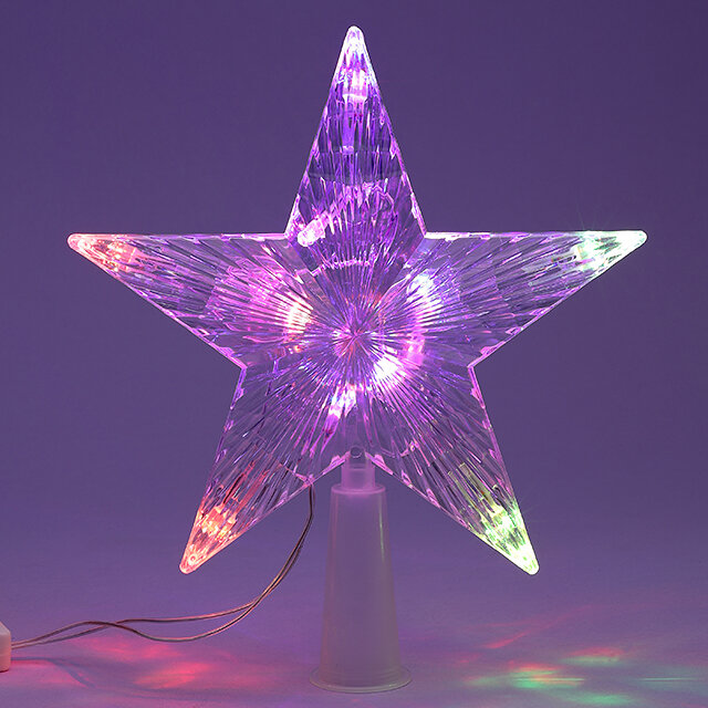 Светящаяся звезда на елку Радуга 16 см, 10 разноцветных LED ламп с мерцанием, Serpantin, 562-128