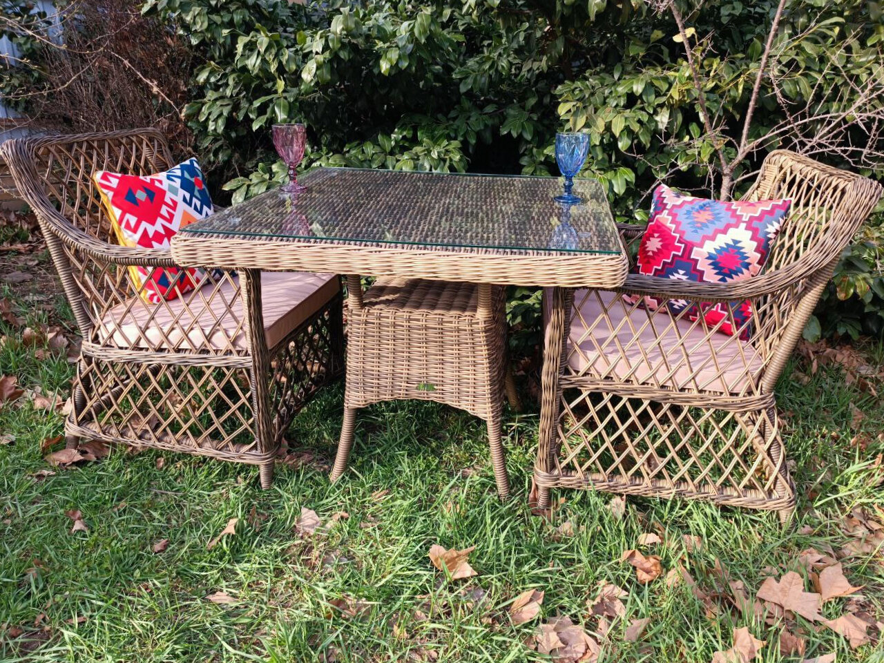 Обеденная группа Айриш соломенная для 2х из искусственного ротанга