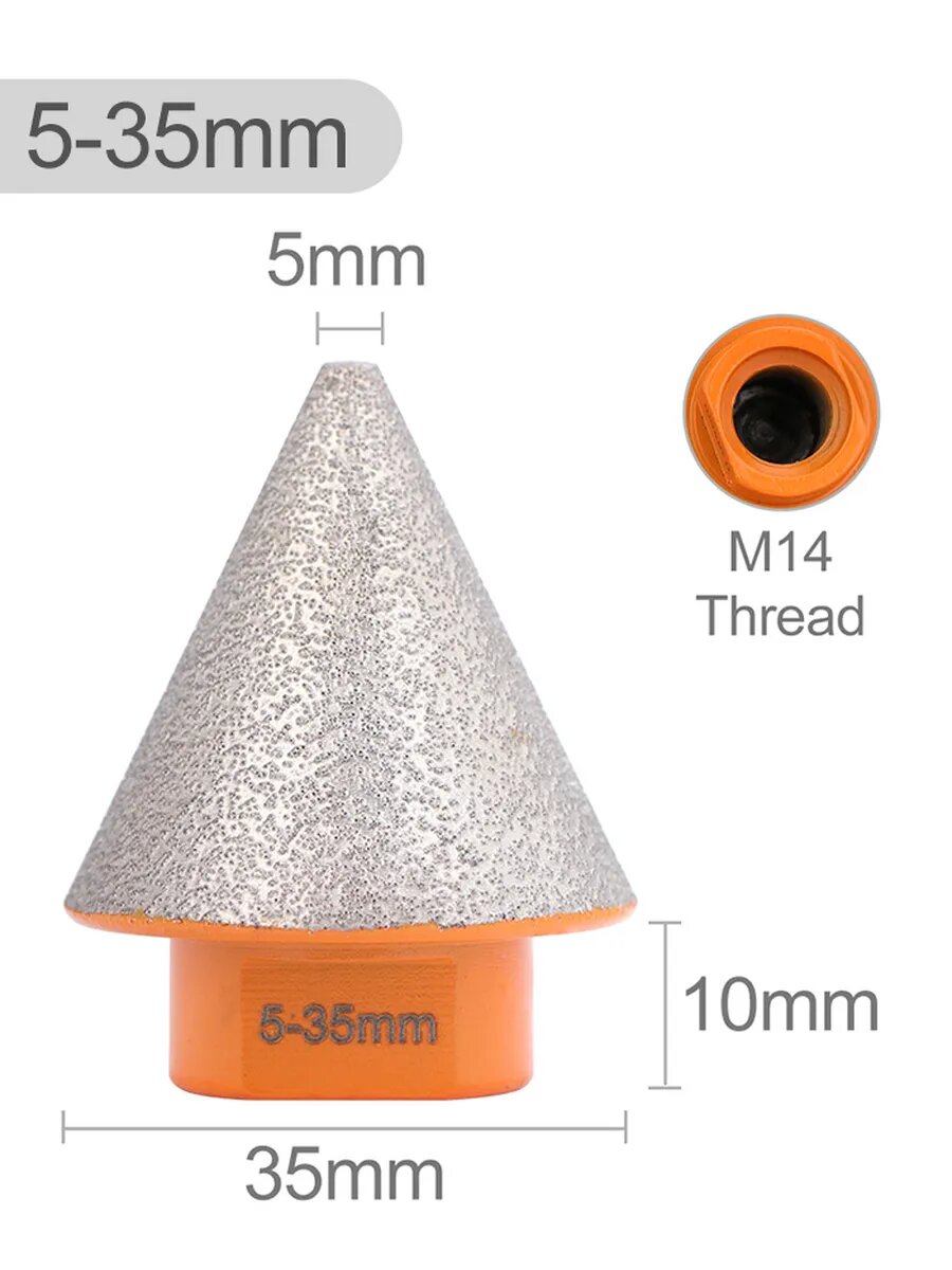 Фреза алмазная конусная по плитке 5-35 мм (M14),1шт