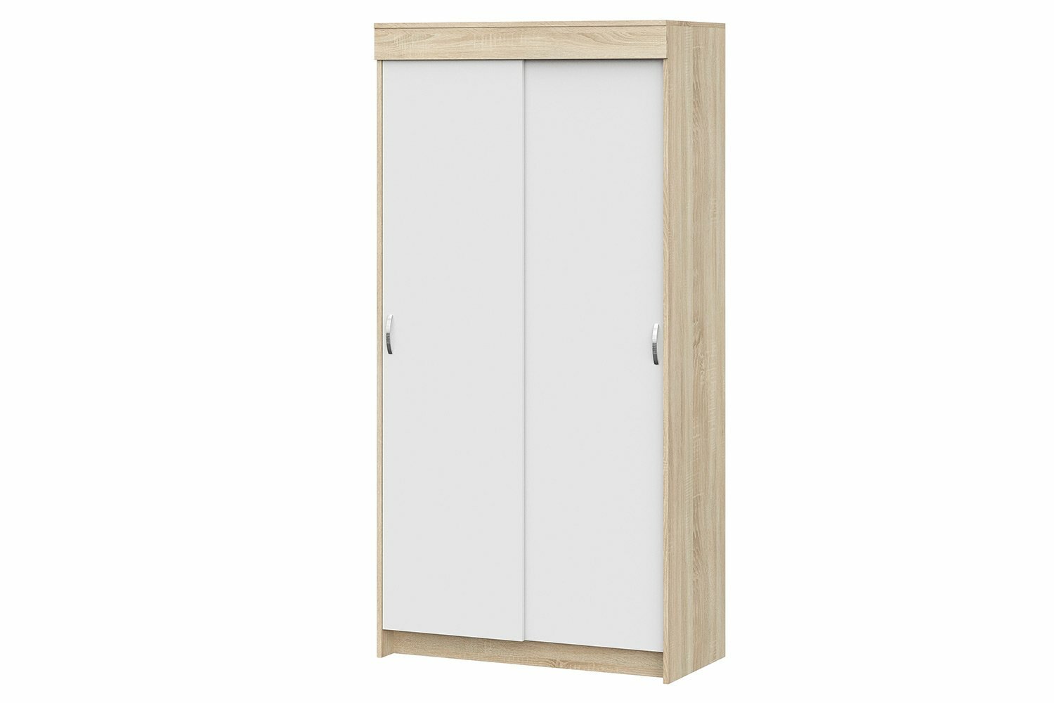 Шкаф-купе для одежды 2-х дверный бассо, 100х202х50 см, белый, серебро