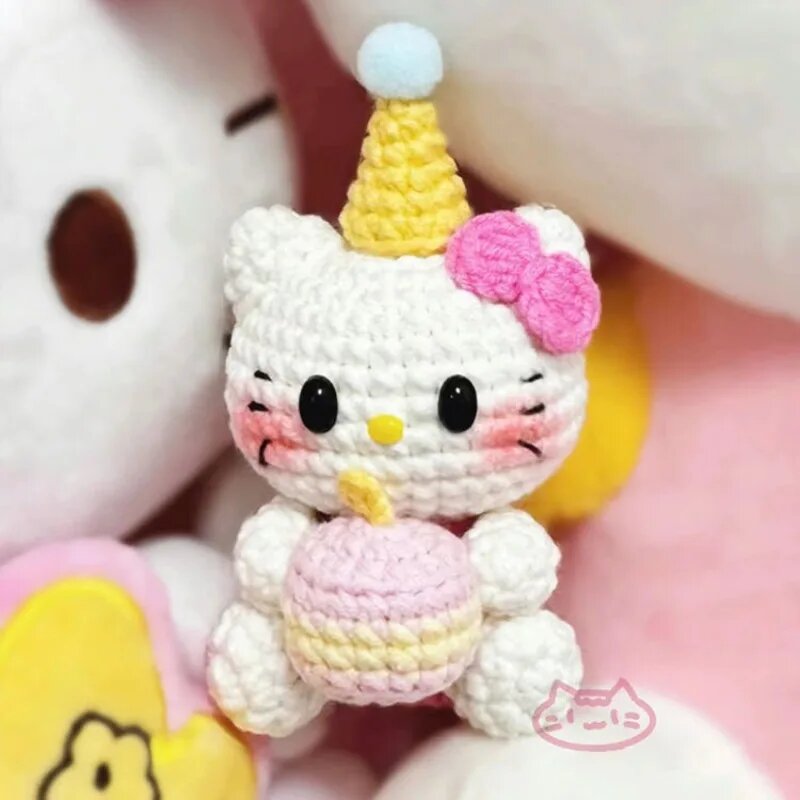 Мультяшная вязаная игрушка-брелок из хлопка, Розовый