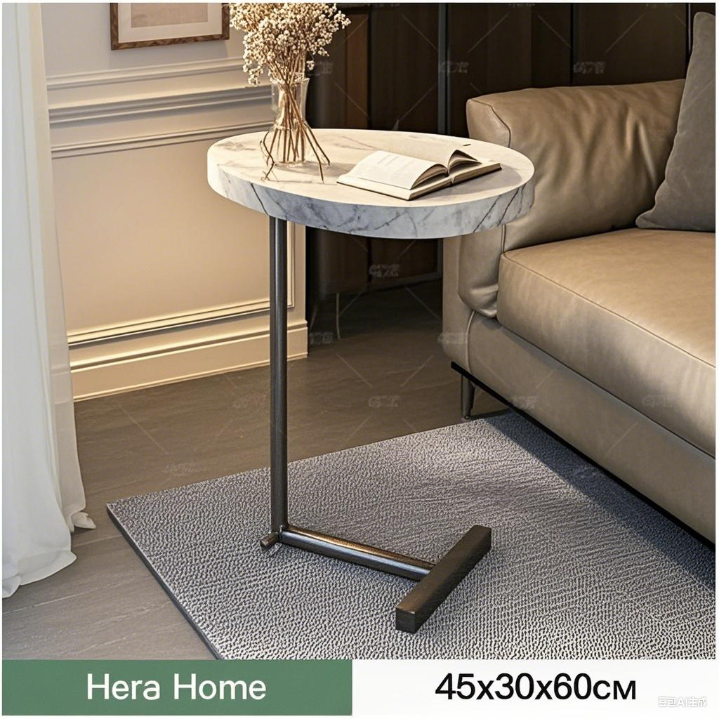 Приставной столик "Coffetable", МДФ, металл, шпон, овальный, 45x32x60 см