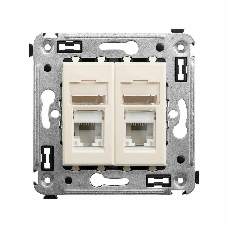 Компьютерная розетка DKC Avanti 2 поста, IP20 Скрытый монтаж, Винтовой зажим, RJ-45 категория 5е, Ethernet 4405464, Глянцевая, ванильная дымка цвет