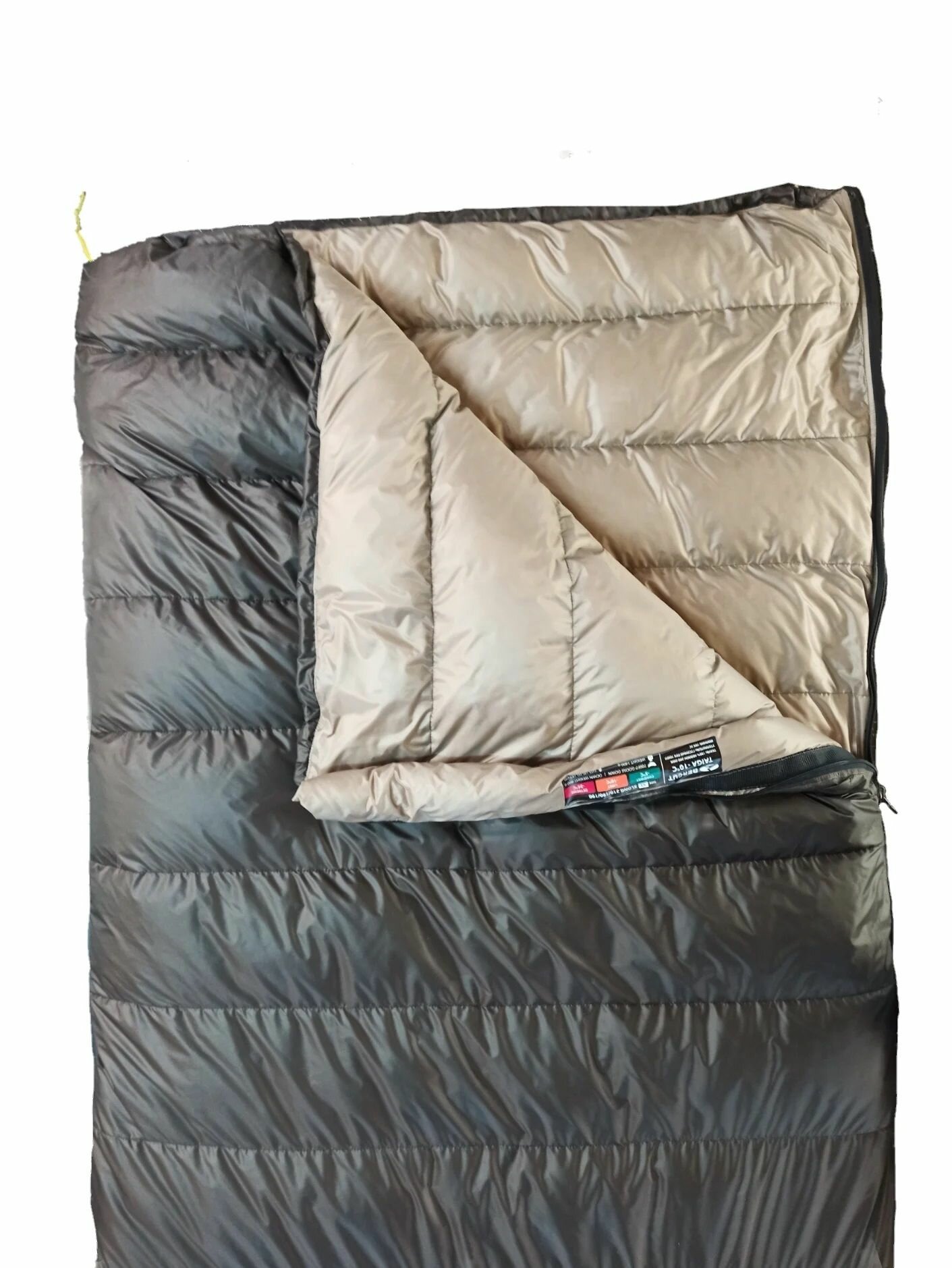 Спальный мешок Bercut TAIGA -10С, L, пуховый, 210х160х160, Темно-Коричневый/Бежевый (Coffee/Iced Coffee)