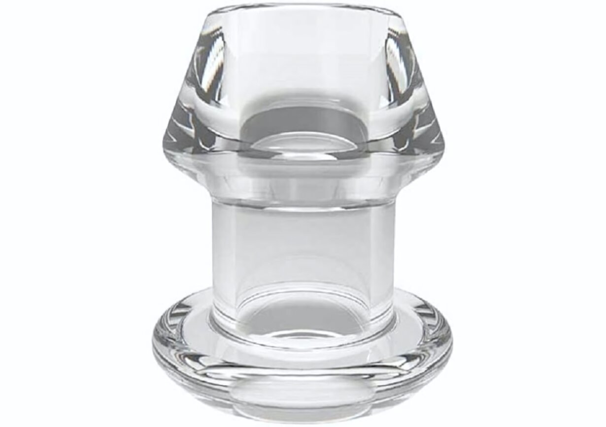 Анальная пробка с тоннелем Warmy, прозрачная, 7,7 см, для фистинга