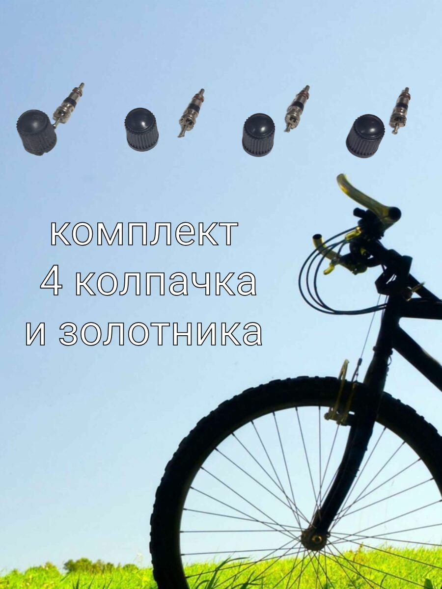 Комплект 4шт пластиковых колпачка и 4 золотника для камеры велосипеда