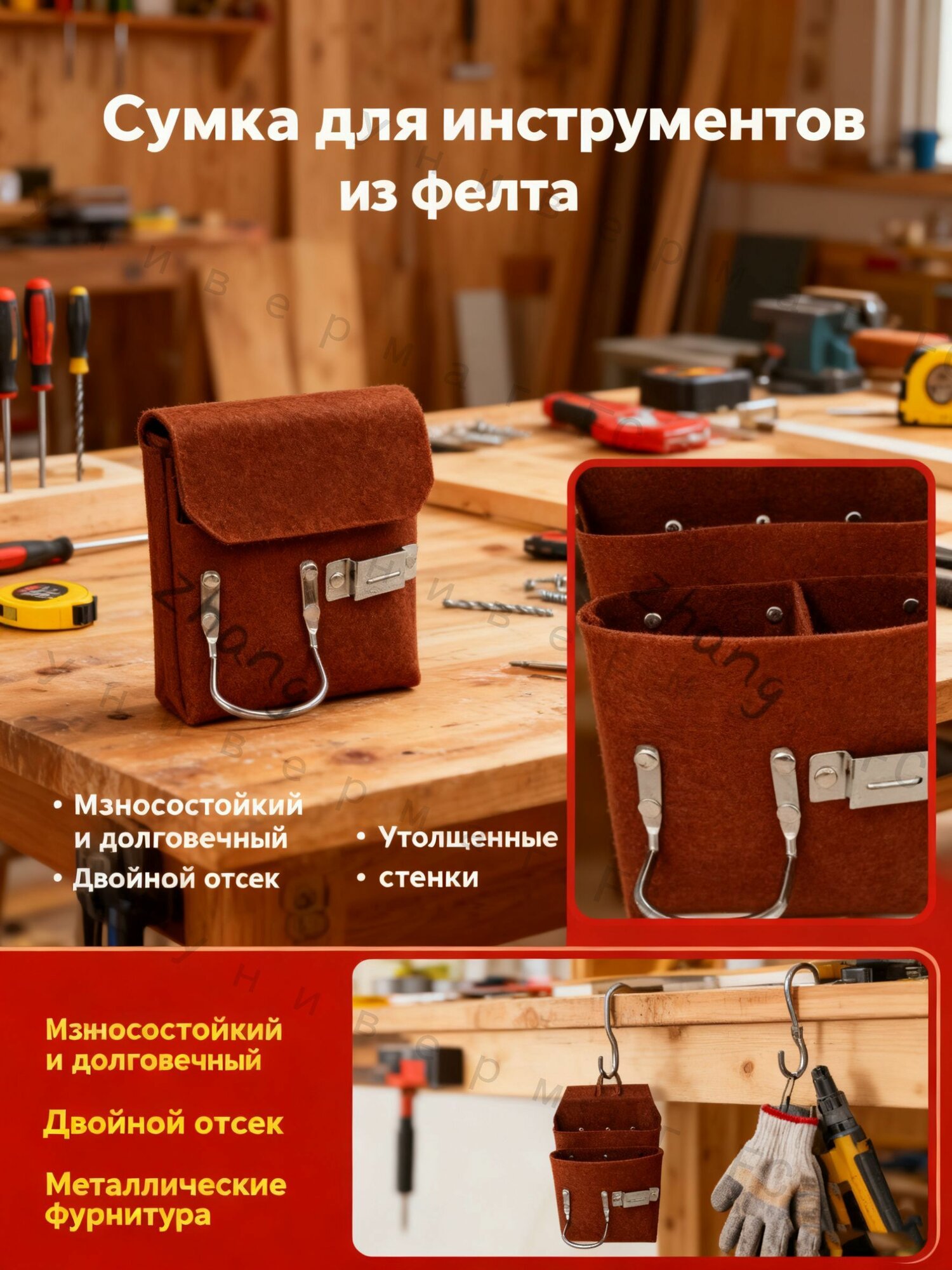 Сумка-пояс для гвоздей и инструментов,