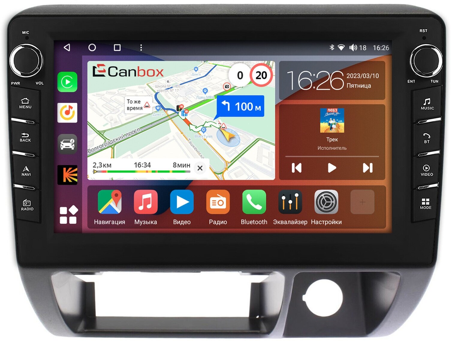 Штатная магнитола Suzuki Jimny 3 1998-2005 Canbox H-Line 7833-9-1293 на Android 10 (4G-SIM, 4/64, DSP, IPS) С крутилками