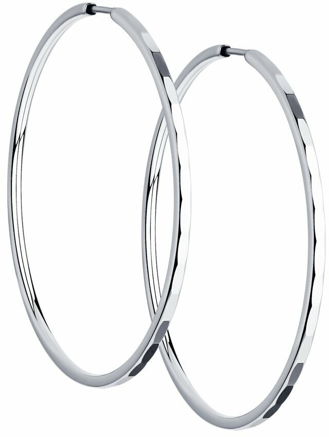 Серьги конго, серебро, 925 проба, родирование