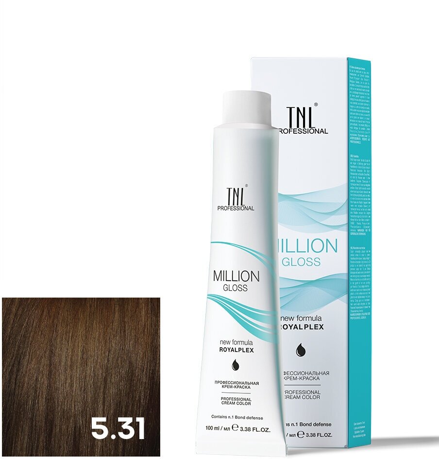 Крем-краска для волос TNL Million Gloss 5.31 Светлый коричневый золотистый бежевый 100 мл