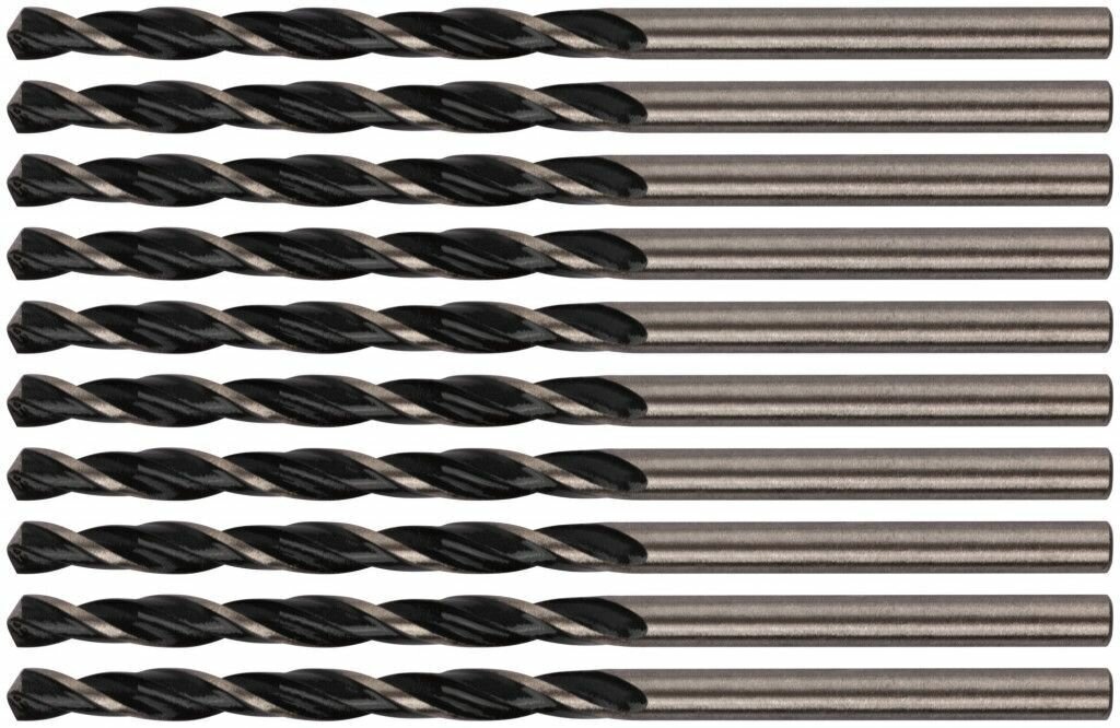 Сверло 10 шт по металлу (3x32х61 мм, HSS) FIT черненые