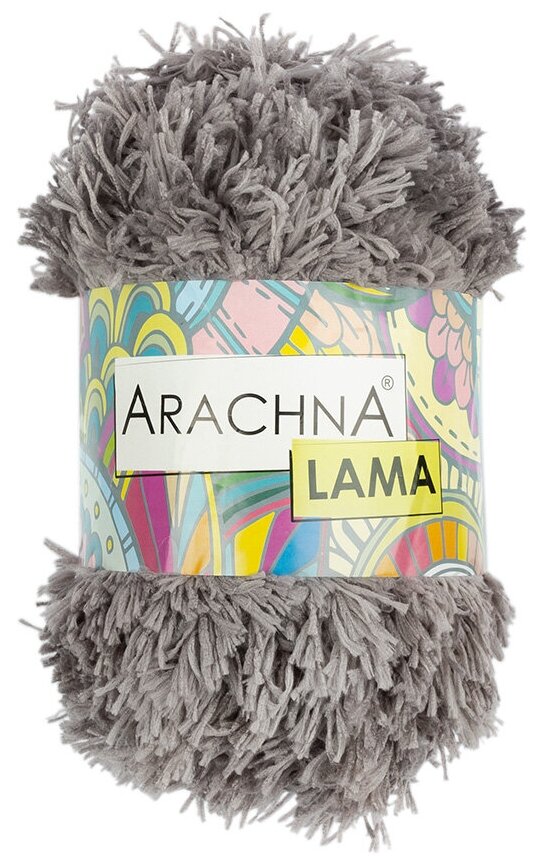 Пряжа плюшевая ARACHNA "LAMA" 5 шт. по 200 г 100 м 100% микрополиэстер №17 серый