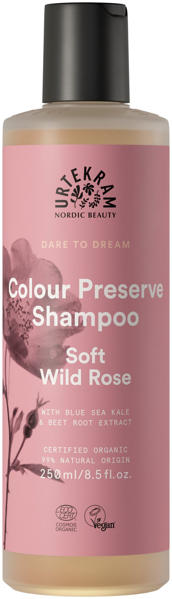 Шампунь для окрашенных волос "Дикая роза", органический, натуральный, Urtekram, 250мл